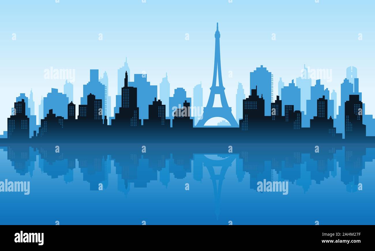 Panoramic view downtown paris Stock Vector Images - Alamy