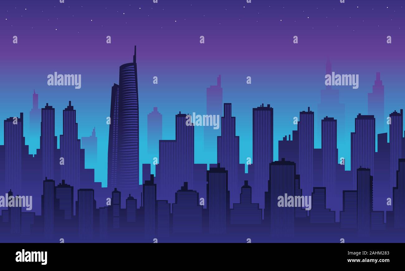 A Illustration Vector City Background of Alma City Tower in the night ...