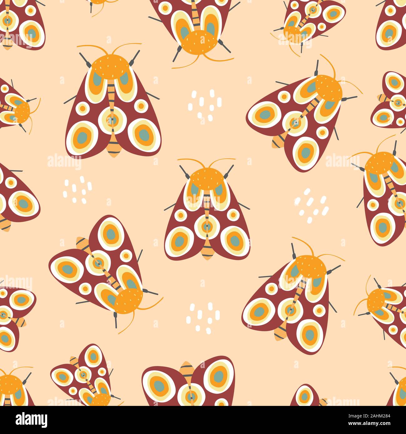 Seamless pattern with colorful funny butterfly, Modern insects texture ...