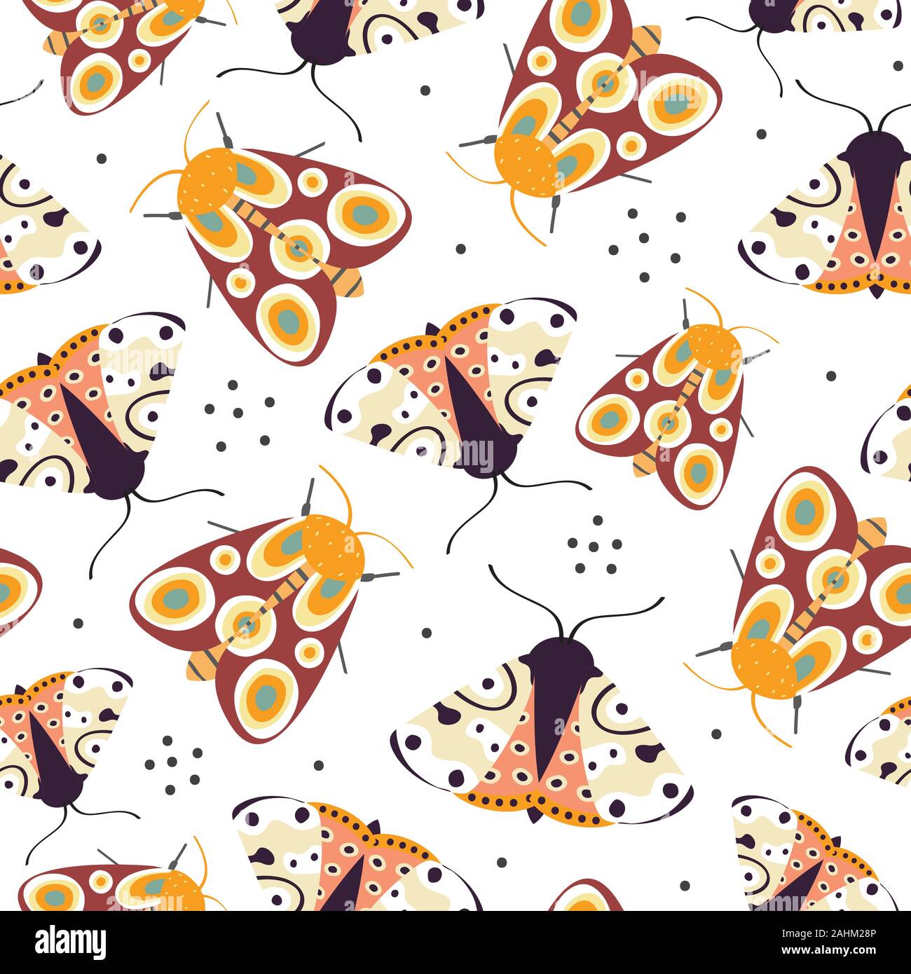 Seamless pattern with colorful funny butterfly, Modern insects texture ...
