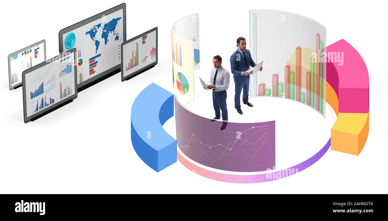 The trader working in technical visualization environment Stock Photo ...