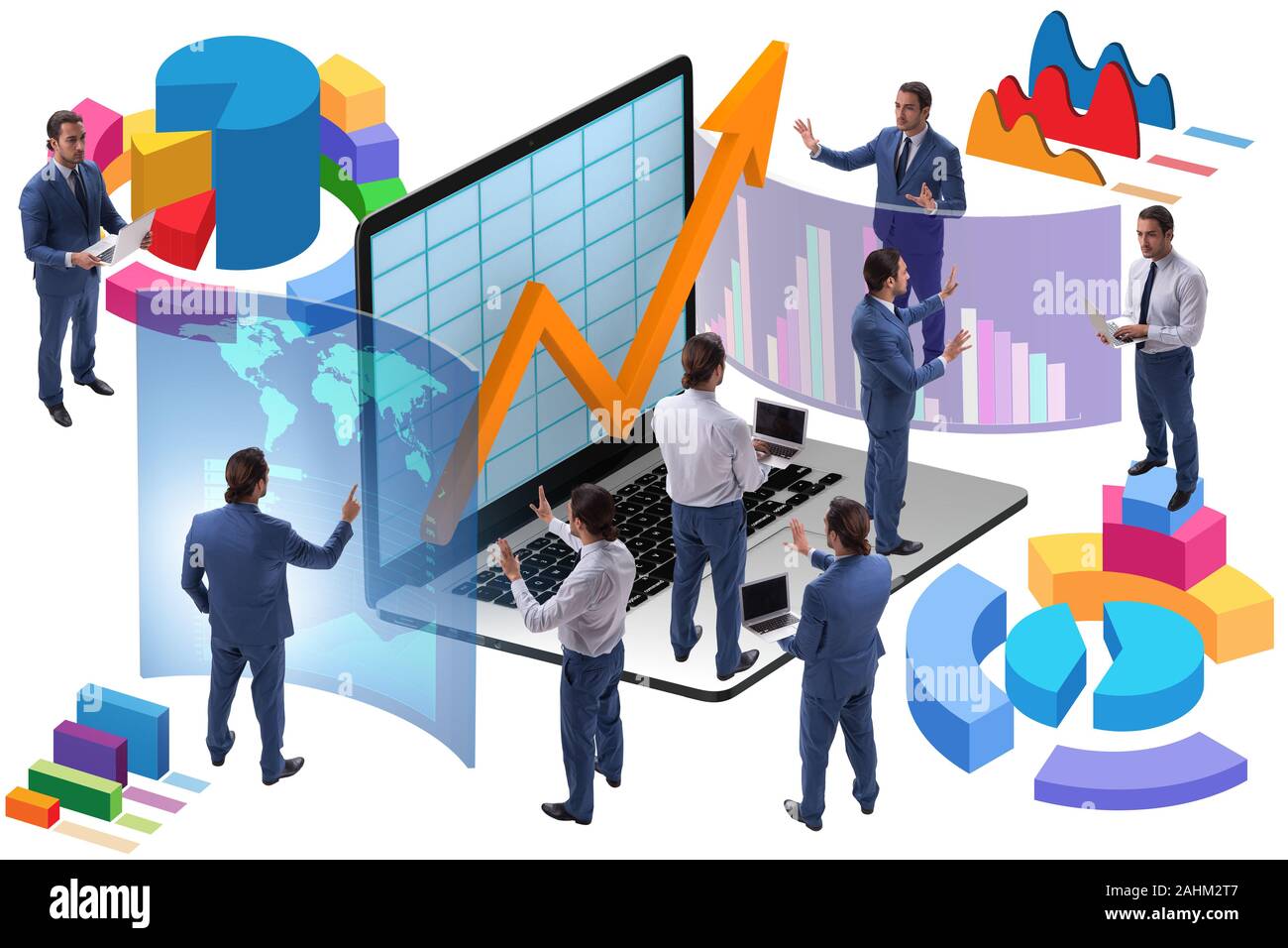 The trader working in technical visualization environment Stock Photo ...