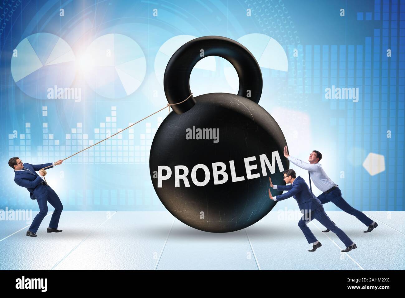 The businessmen trying to deal with difficult problem Stock Photo - Alamy