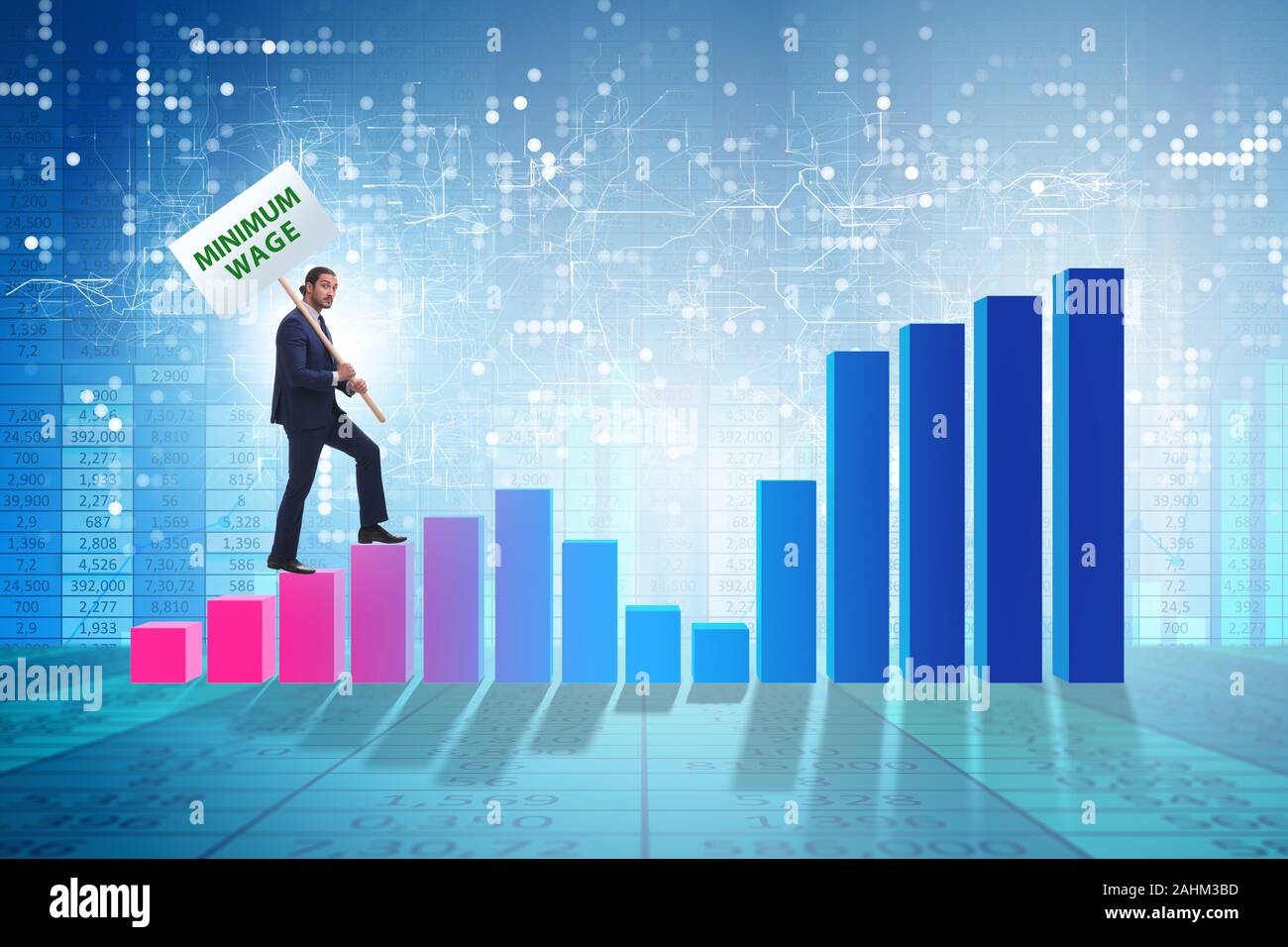 The concept of minimum wage with businessman Stock Photo - Alamy