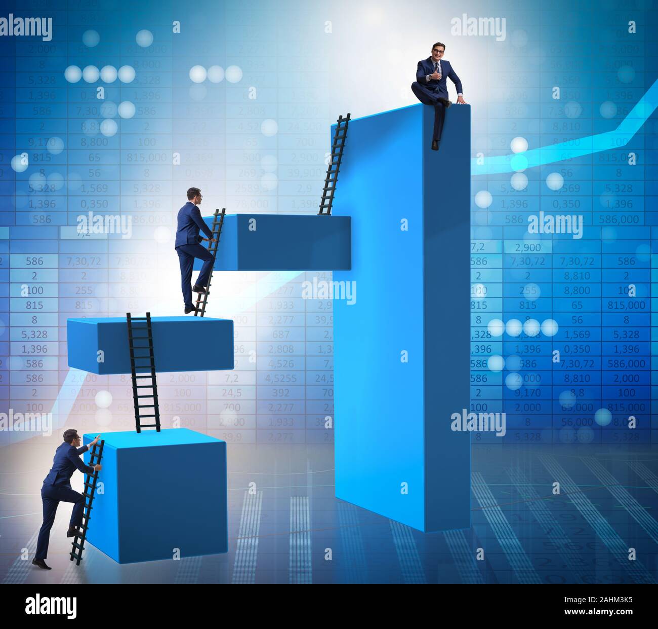 The businessman climbing blocks in career ladder business concept Stock ...