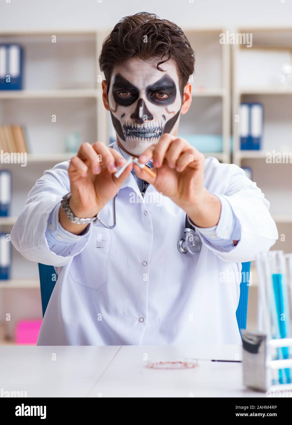 The scary monster doctor working in lab Stock Photo - Alamy