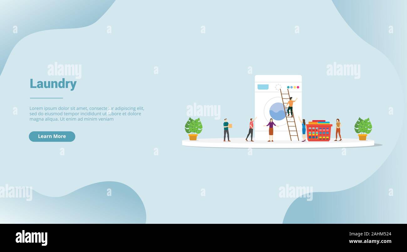 laundry cleaning clothes for website template or landing homepage ...