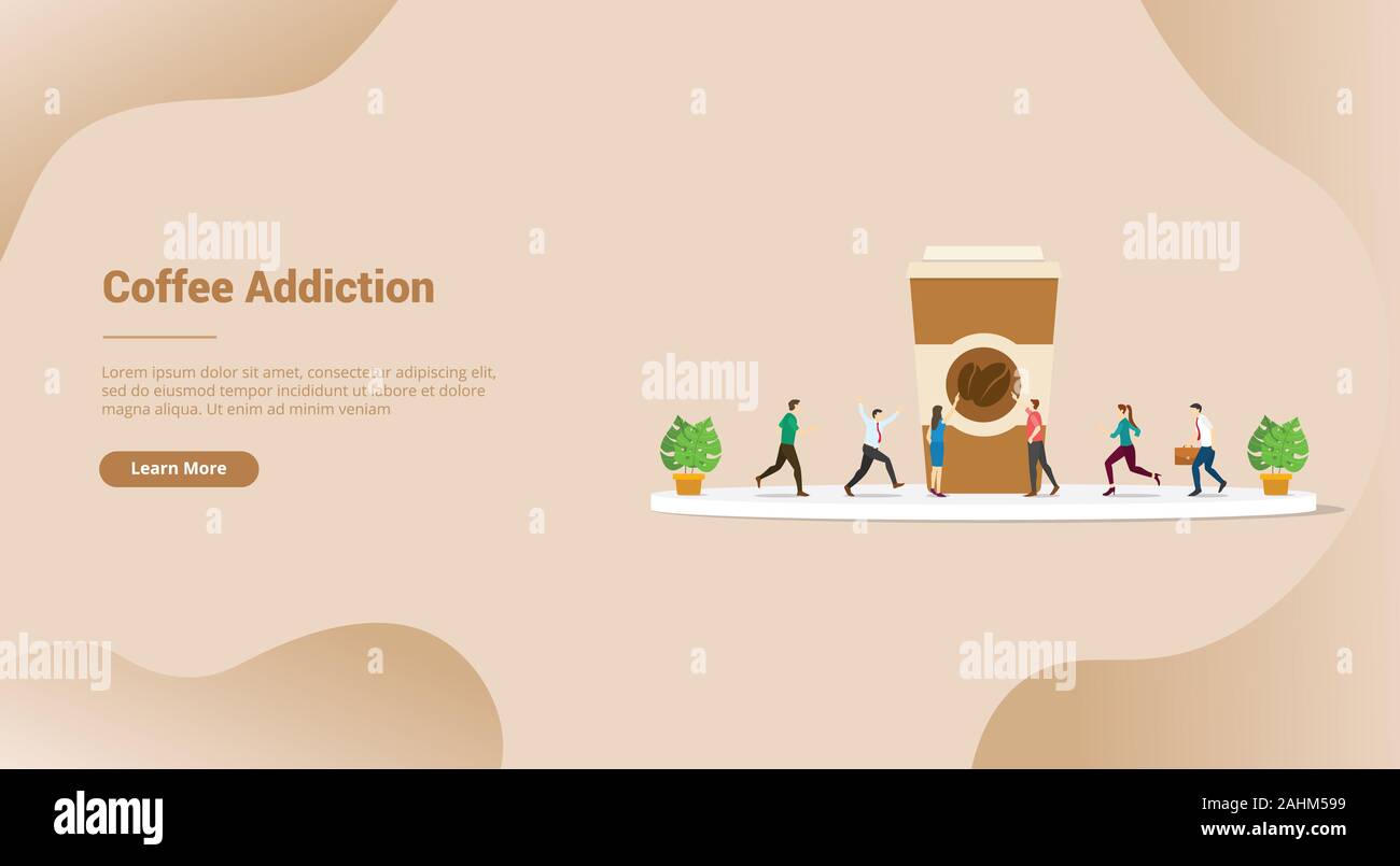 coffee lover or addiction for website template or landing homepage ...