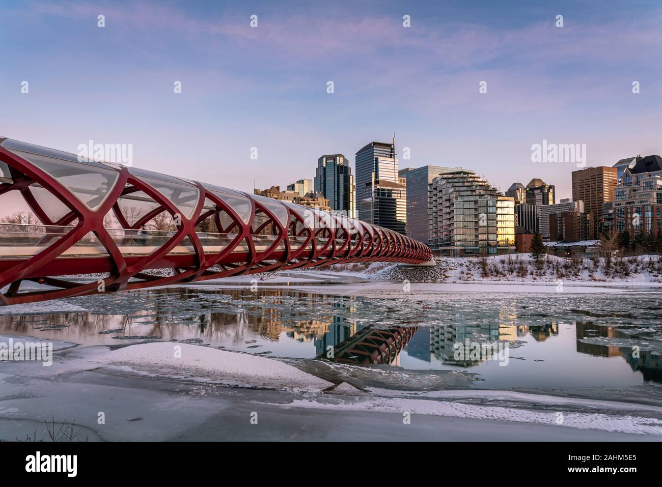 Peace bridge calgary skyline cityscape architecture hi-res stock ...