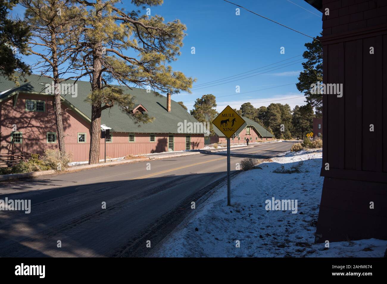 Mule Crossing / Mule Xing sign in Grand Canyon Village, Arizona Stock ...