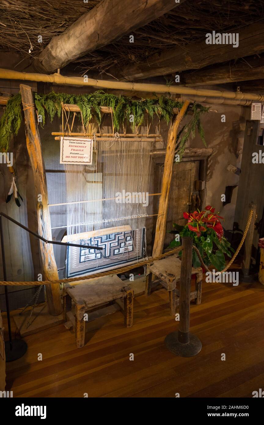 Loom used for making Native American rugs in the Hopi House in the ...