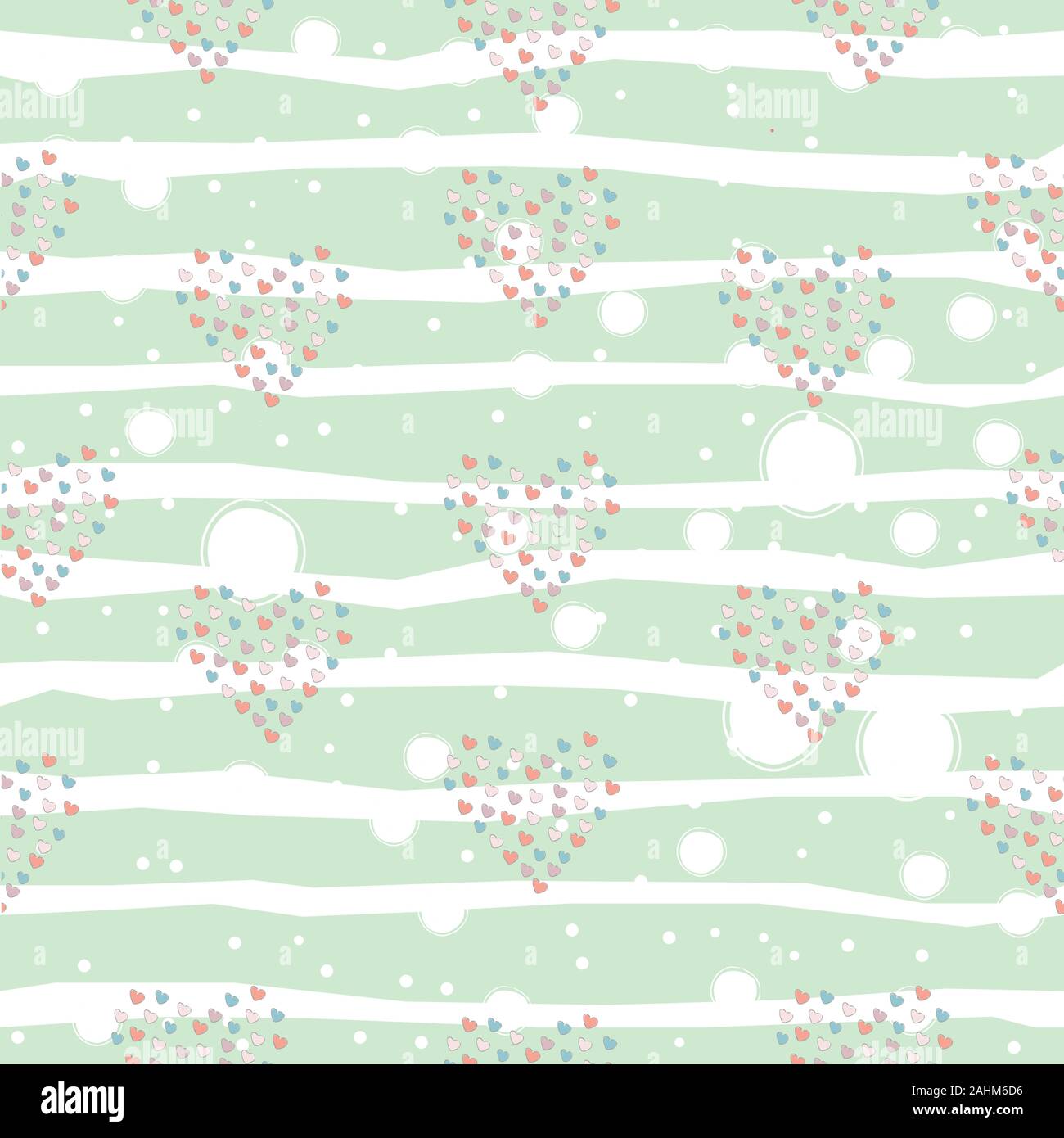 Cute hand drawn pattern with grouped small hearts into bigger hearts ...