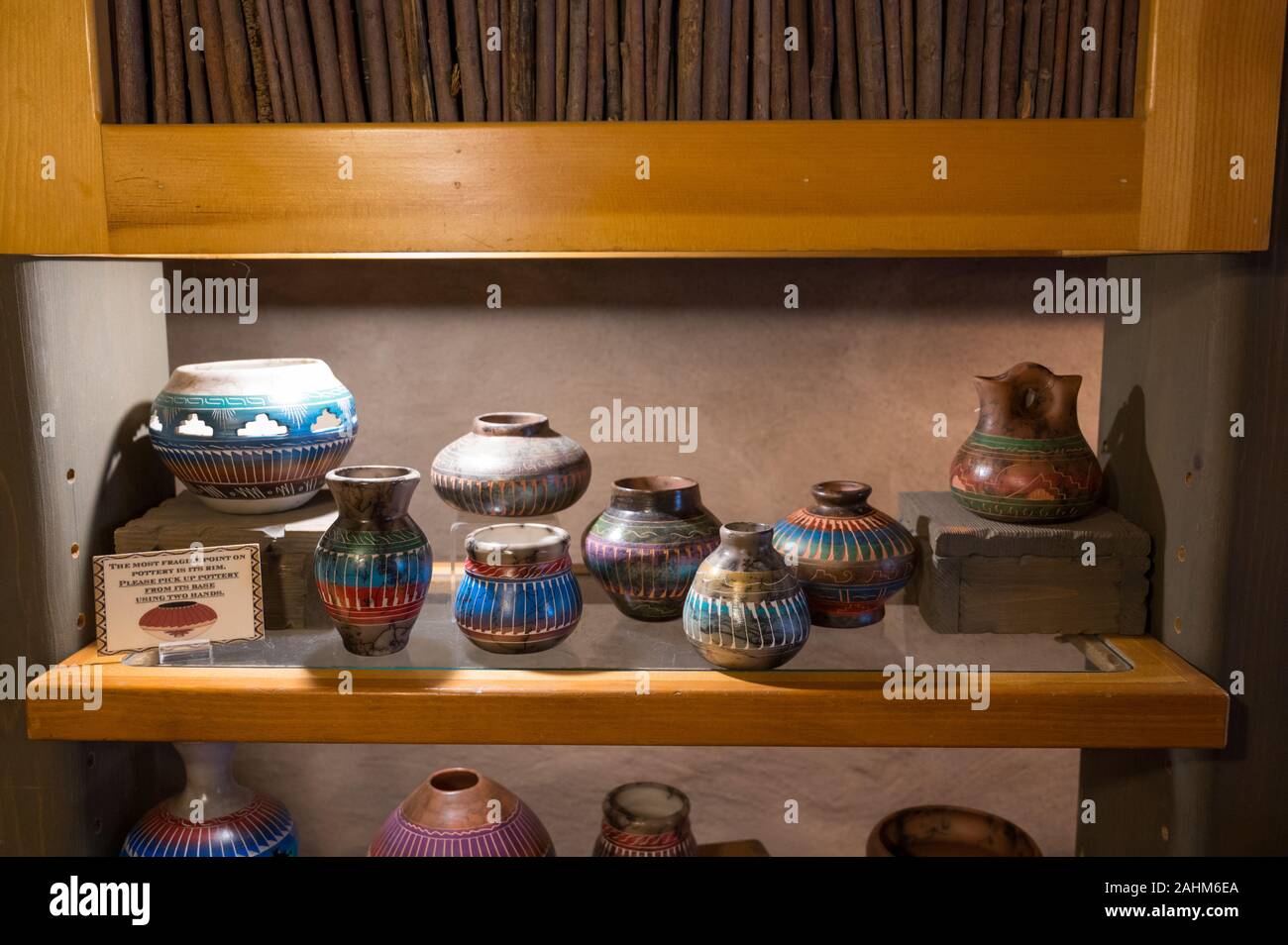 Pots and vases made by Native Americans and sold in the Hopi House in ...
