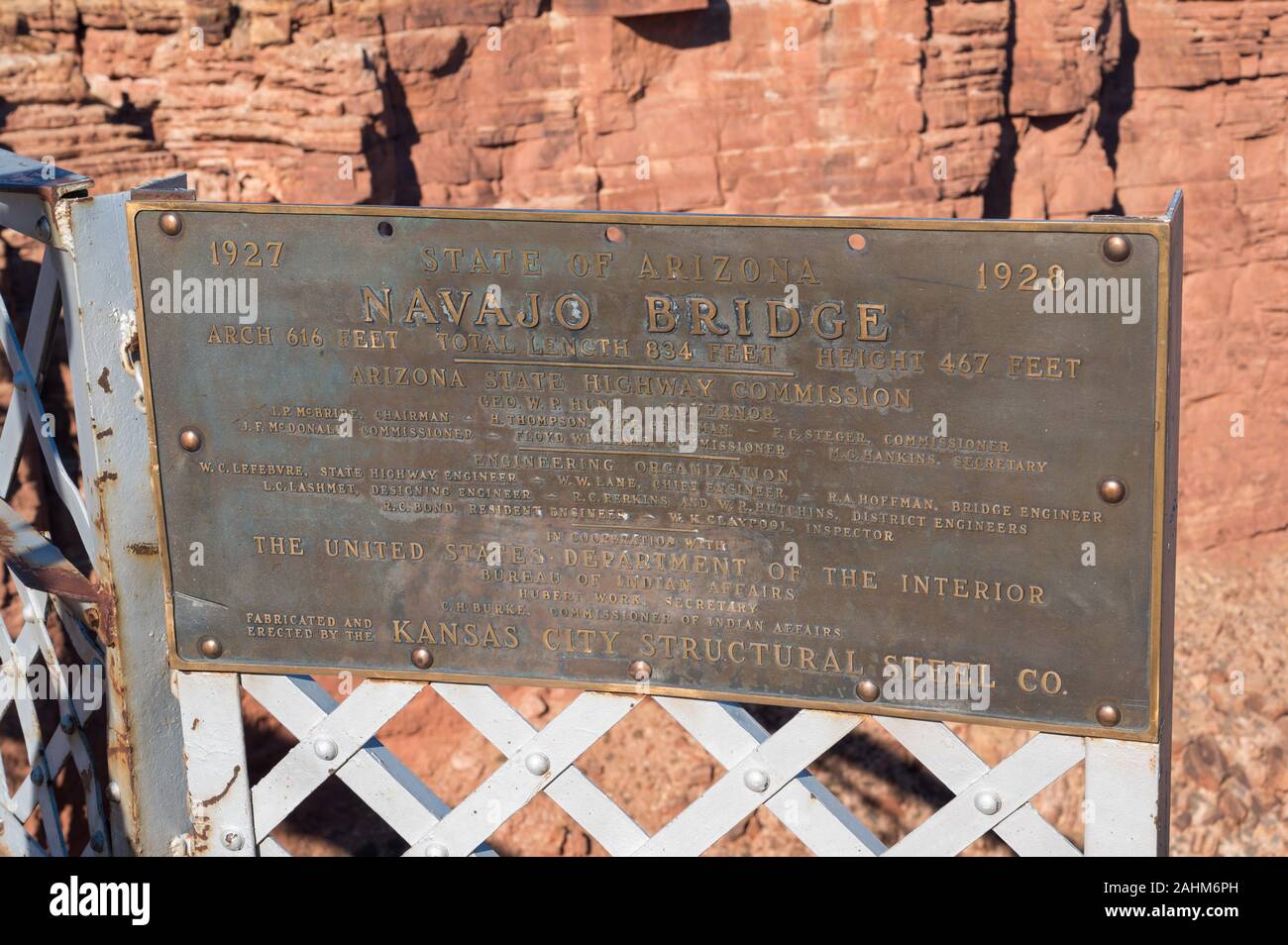 Information sign at the Navajo Bridge Stock Photo - Alamy