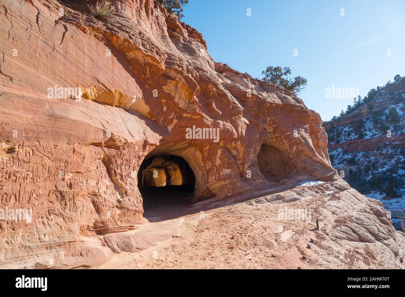 Sand caves eroded in the Sandstone of the mountains in Kanab, Utah ...