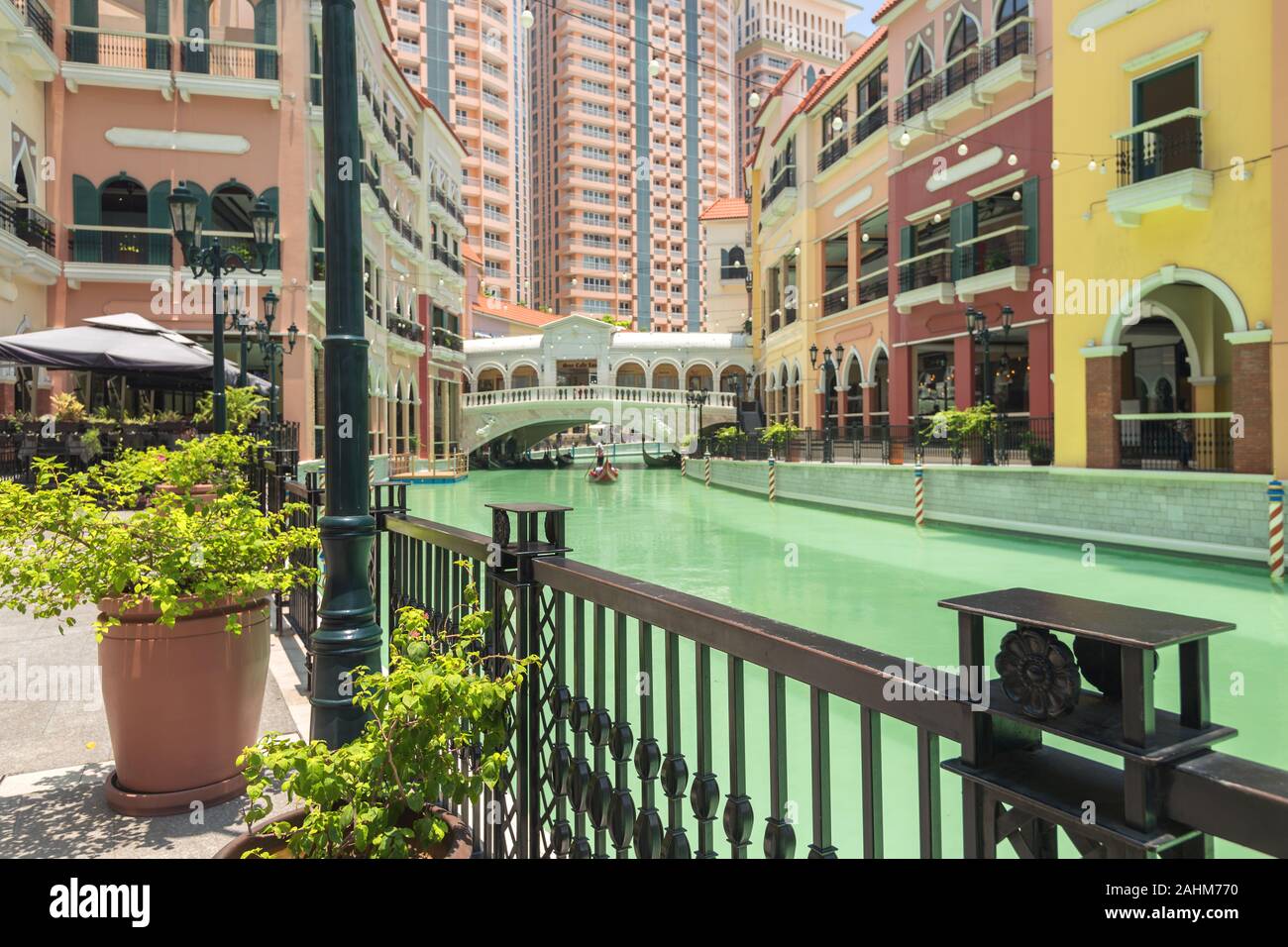 Manila, Philippines - August 10, 2017: Venice piazza, modern but looks ...