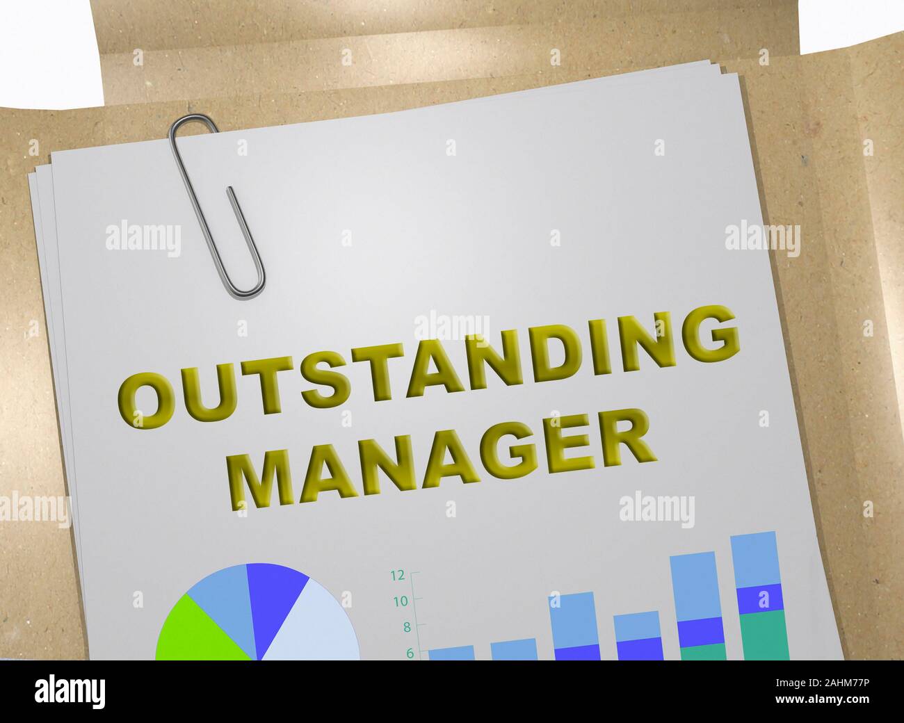 3D illustration of OUTSTANDING MANAGER title on business document Stock ...