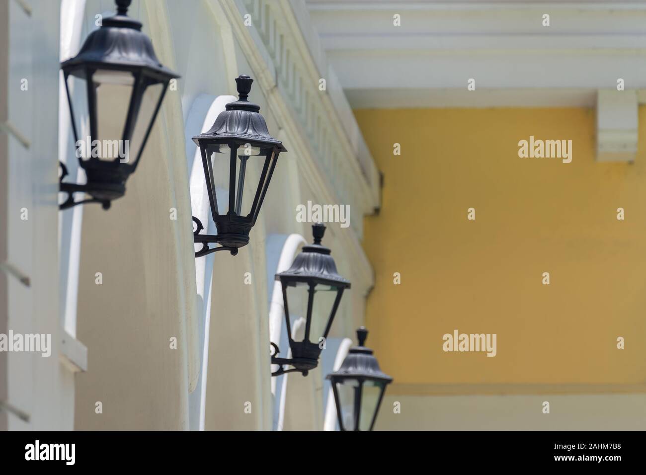 Lampposts made in medieval style Stock Photo - Alamy