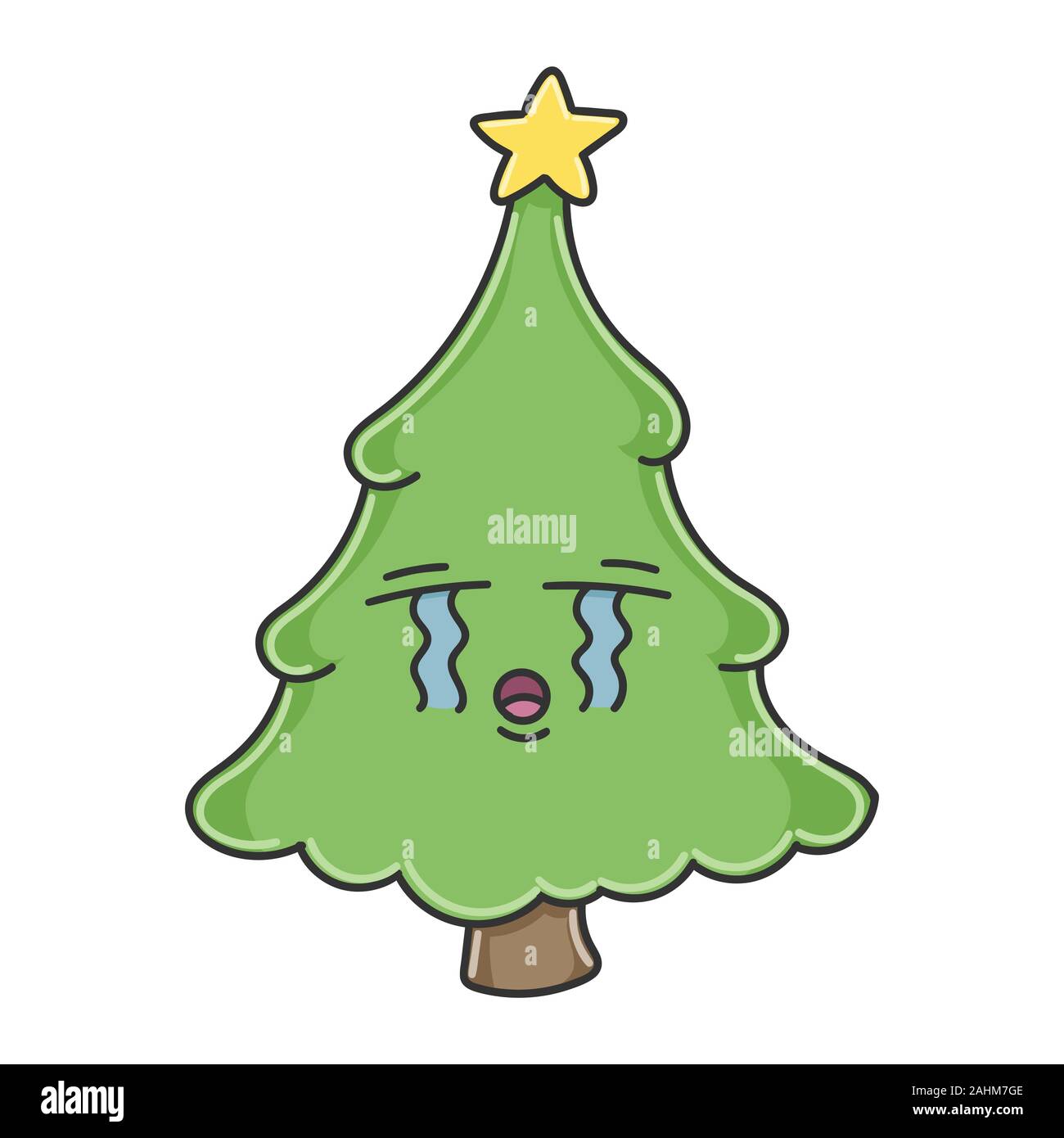 Christmas tree cartoon character isolated on white Stock Vector Image ...