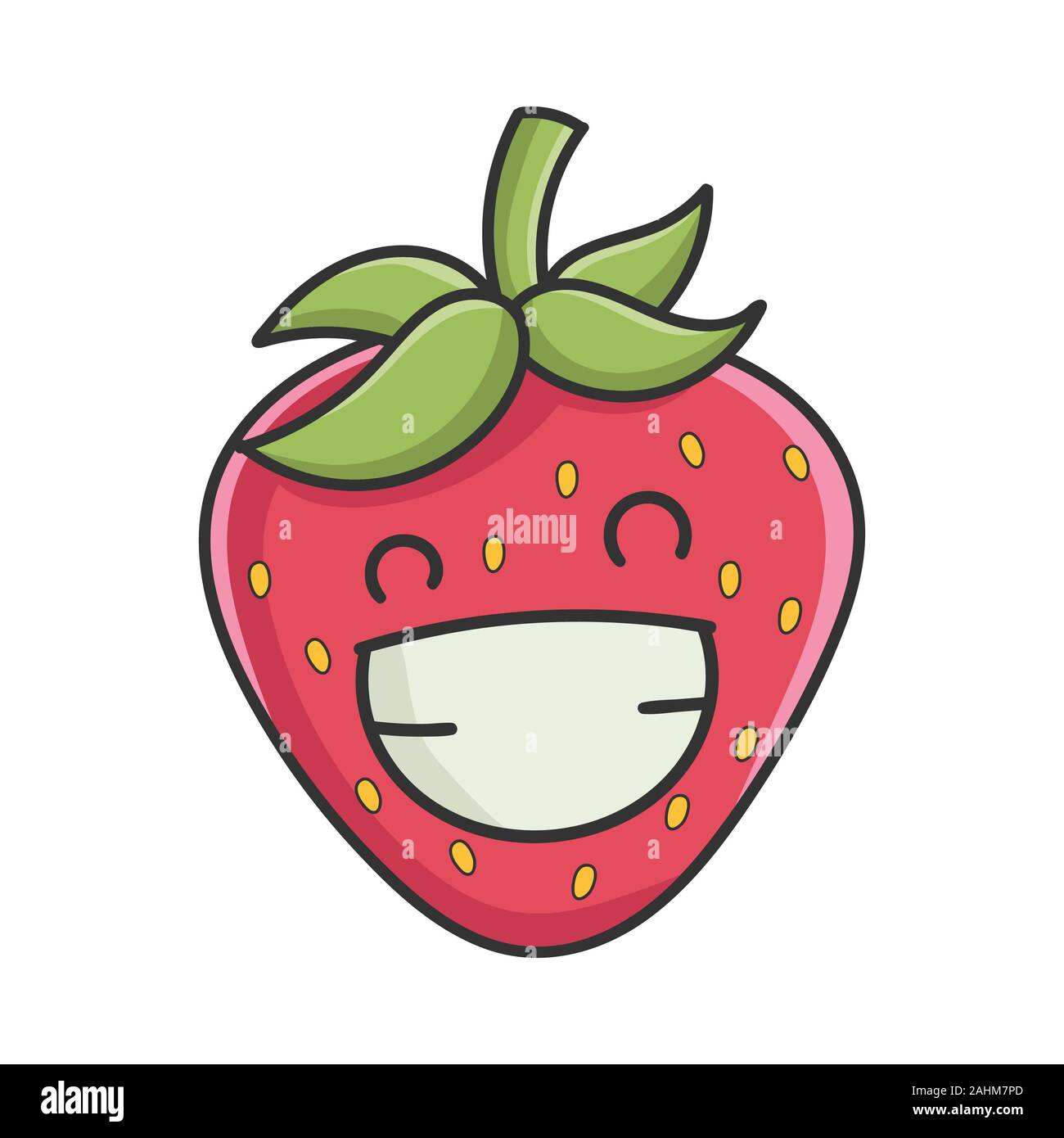 strawberry fruit icon cartoon isolated on white Stock Vector Image ...