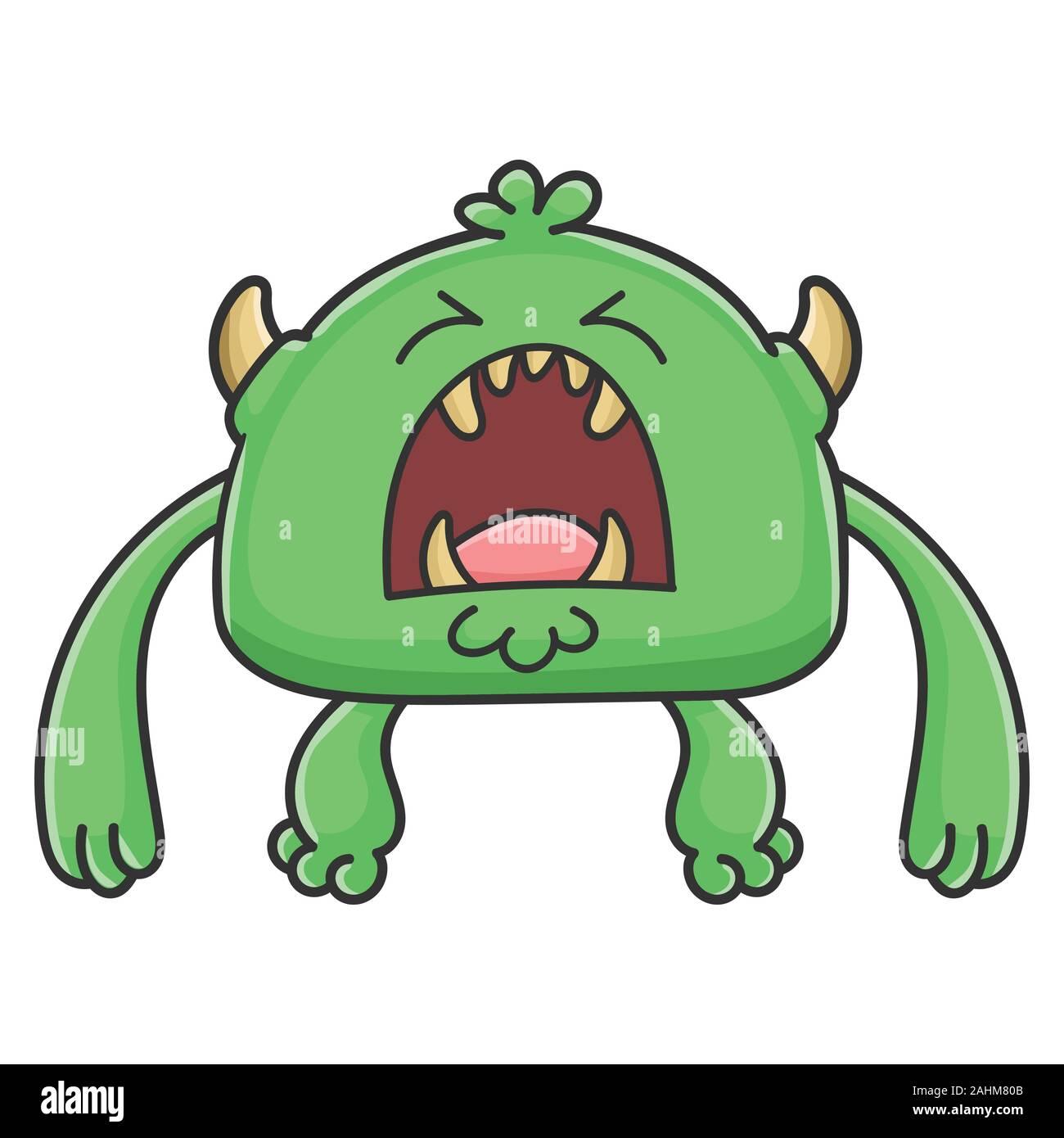 Angry yelling green goblin cartoon monster isolated on white Stock ...