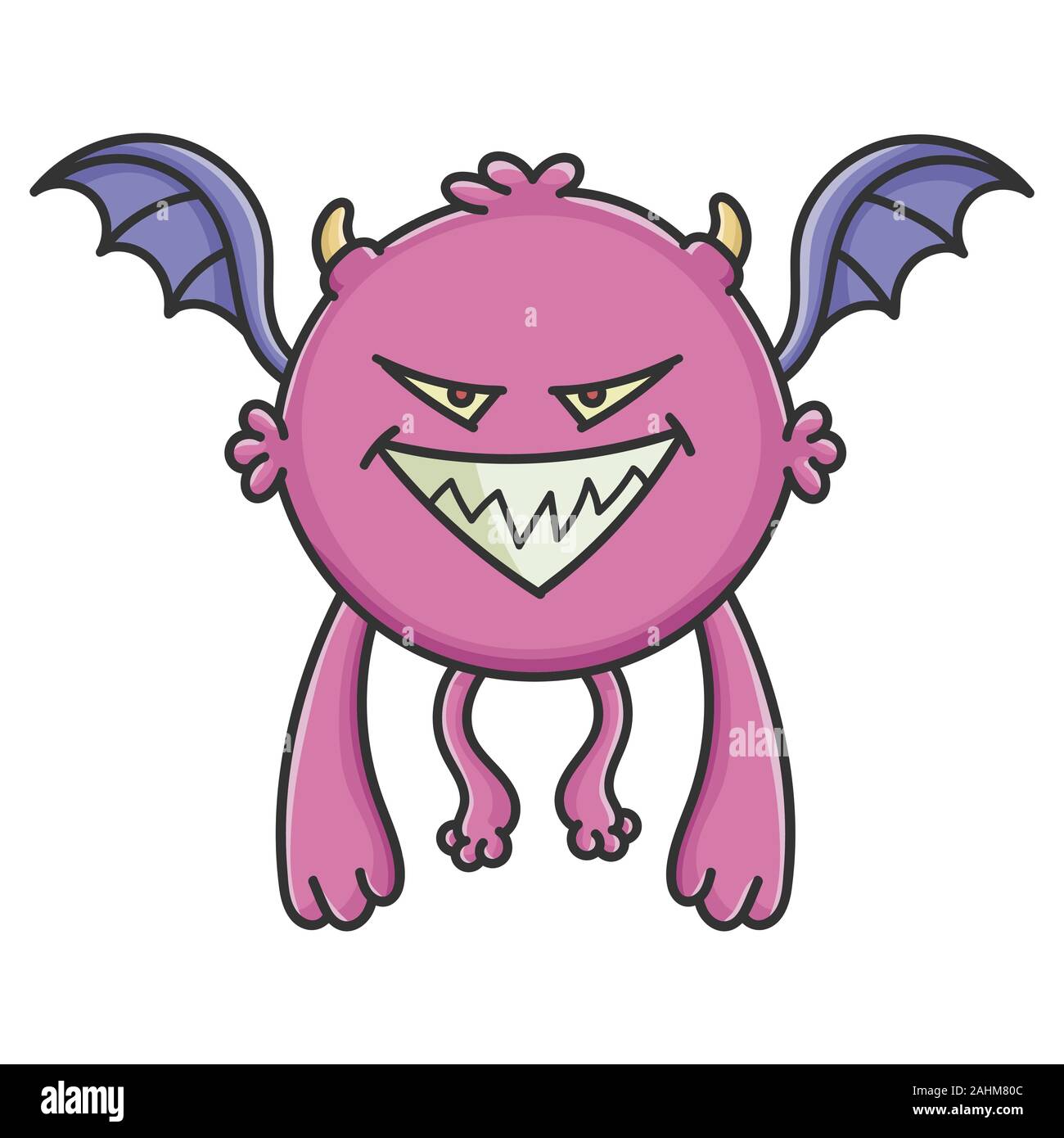 Evil purple flying cartoon bat monster isolated on white Stock Vector ...