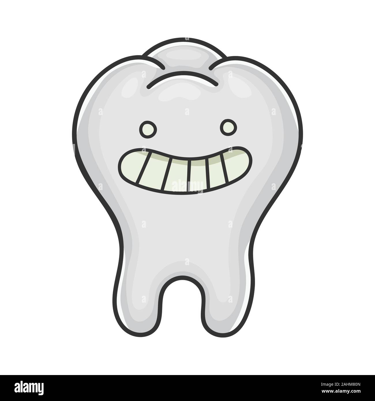 Happy cute smiling tooth cartoon isolated on white Stock Vector Image ...