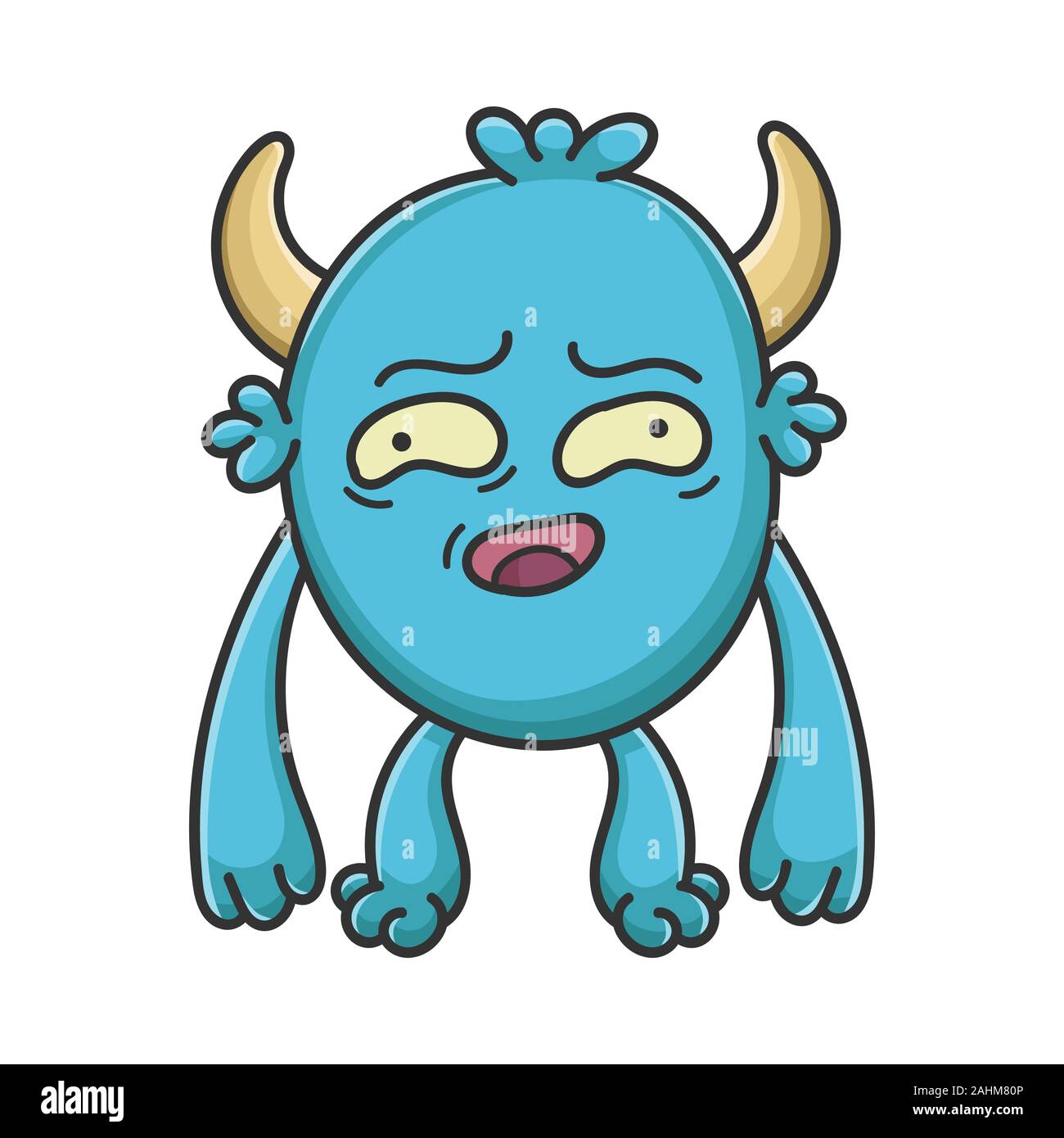 Awkward cartoon furry creature monster isolated on white Stock Vector ...