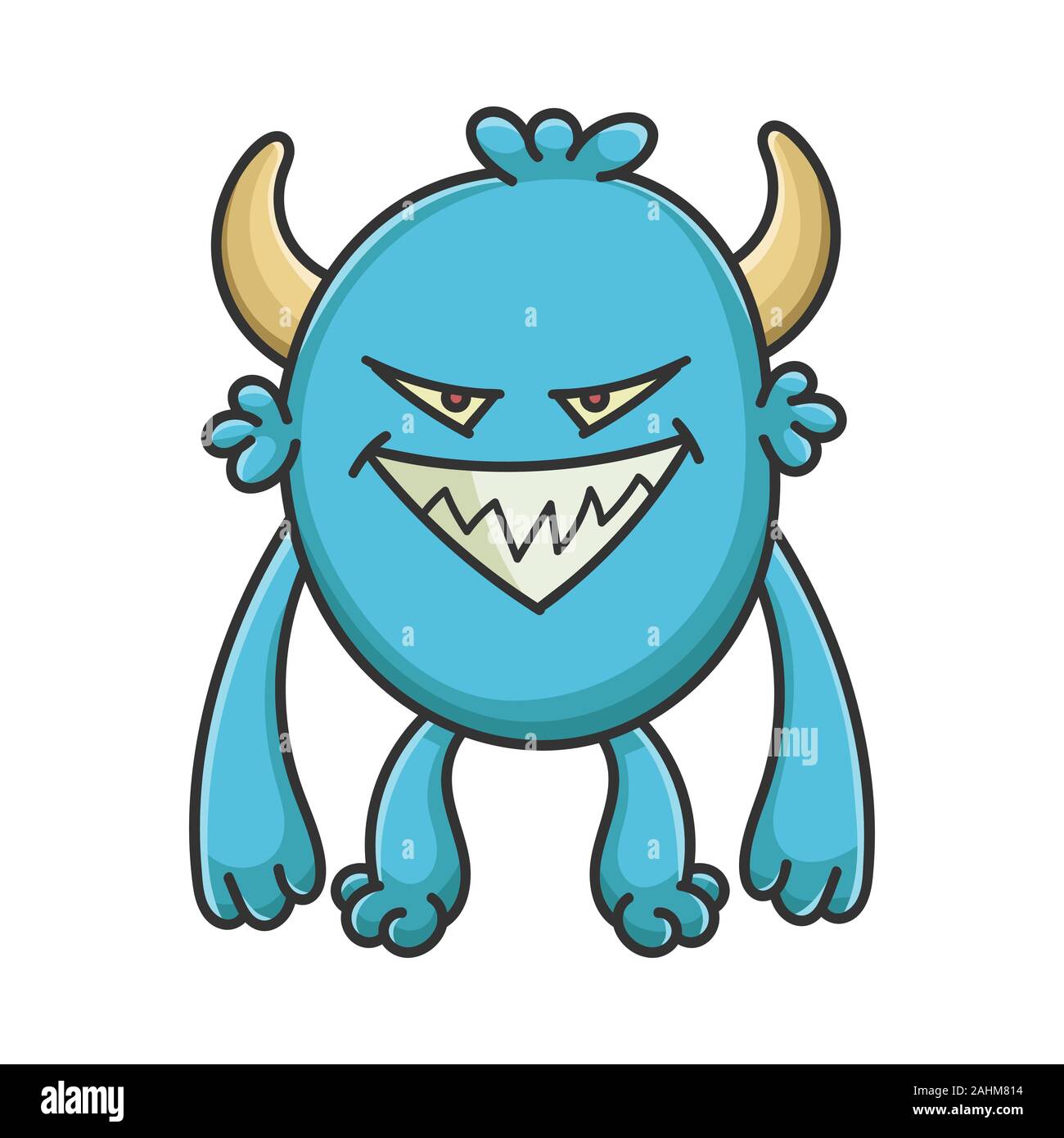 Evil cartoon furry creature monster isolated on white Stock Vector ...