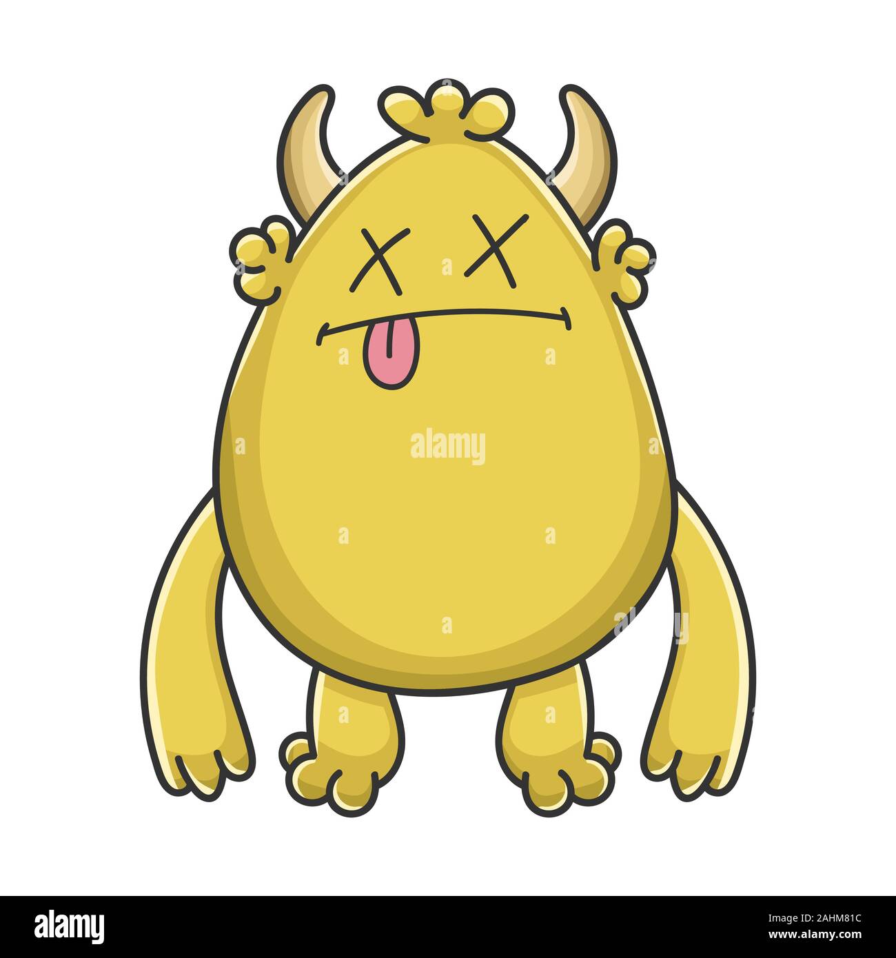 Dead yellow goblin cartoon monster isolated on white Stock Vector Image ...