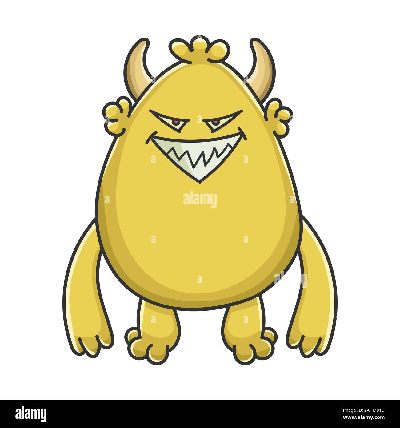 Evil yellow goblin cartoon monster isolated on white Stock Vector Image ...