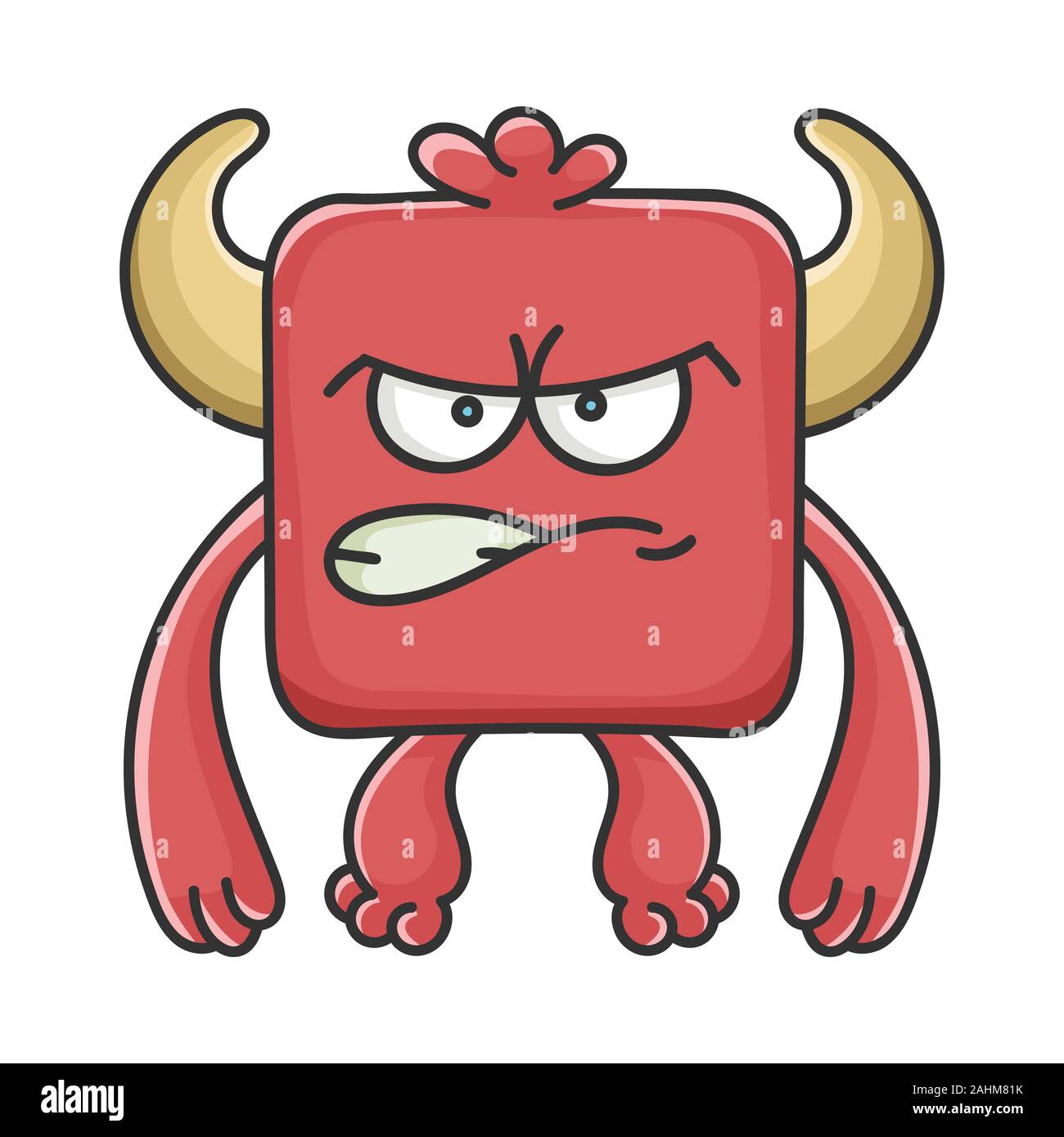 Angry red square Devil cartoon monster isolated on white Stock Vector ...