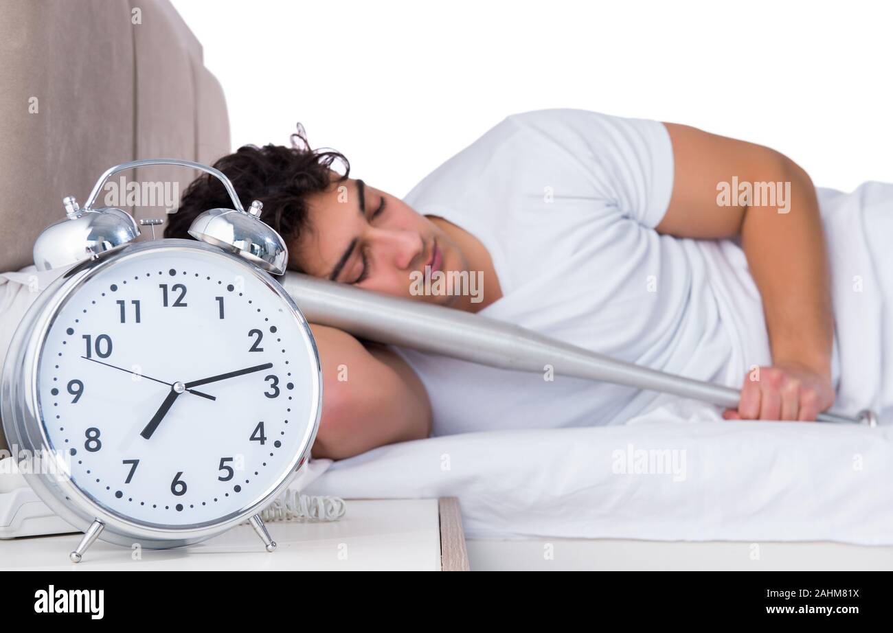 The man in bed suffering from insomnia Stock Photo - Alamy