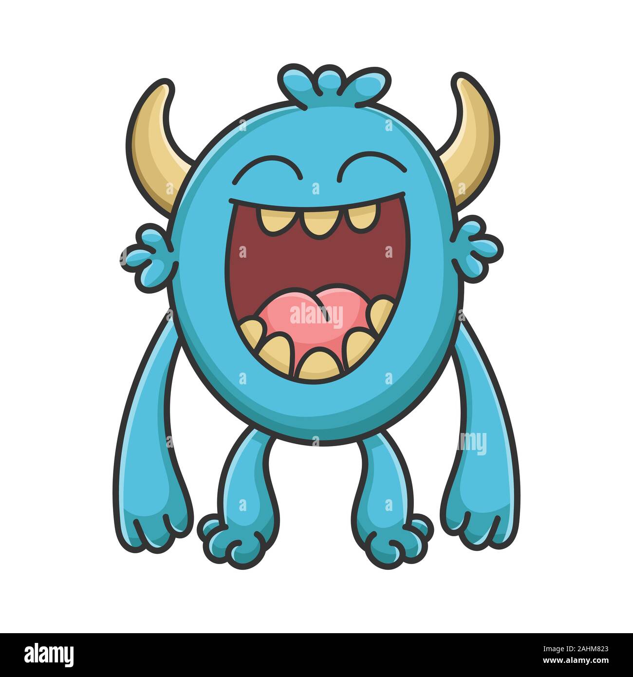 Laughing cartoon furry creature monster isolated on white Stock Vector ...
