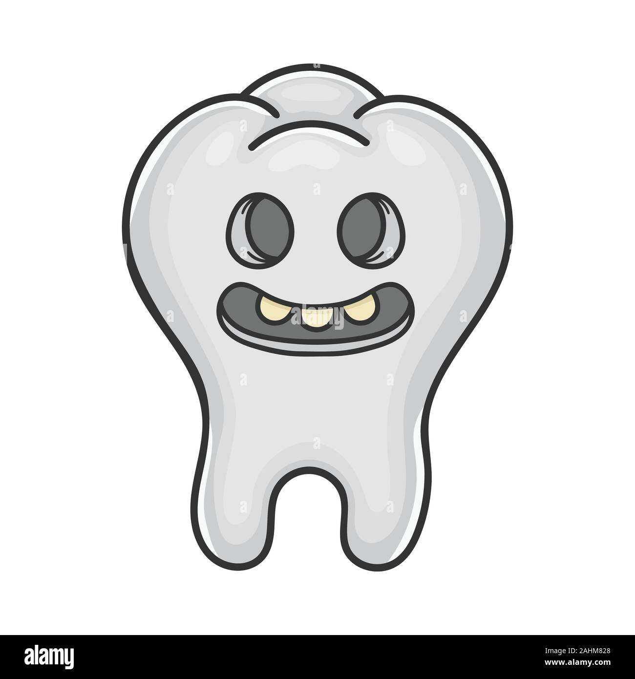 Happy creepy smiling tooth cartoon isolated on white Stock Vector Image ...