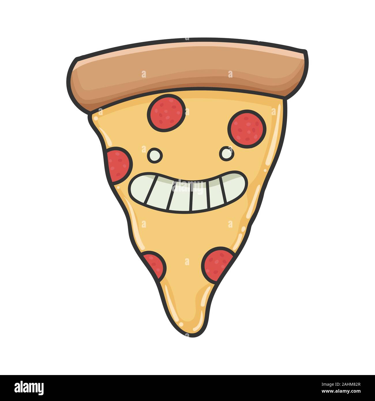 Happy smiling slice of pizza cartoon isolated on white Stock Vector ...