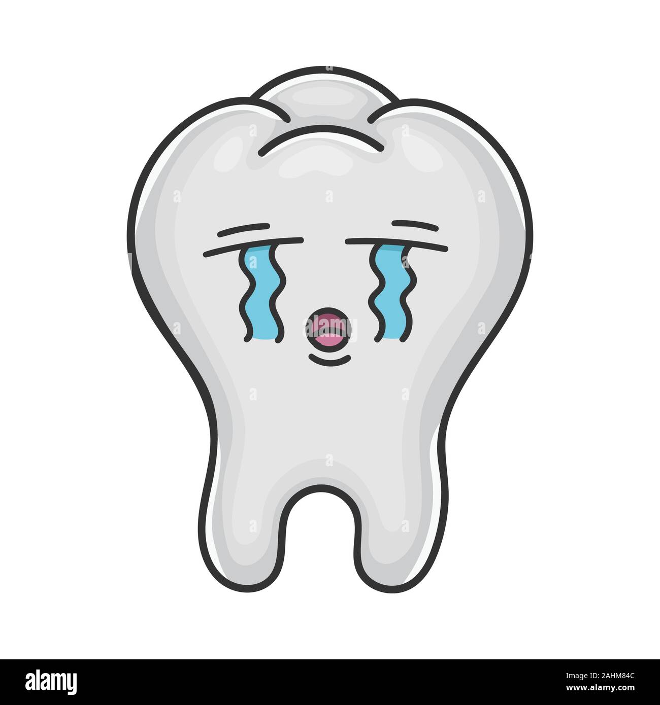 Sad crying funny tooth cartoon isolated on white Stock Vector Image ...