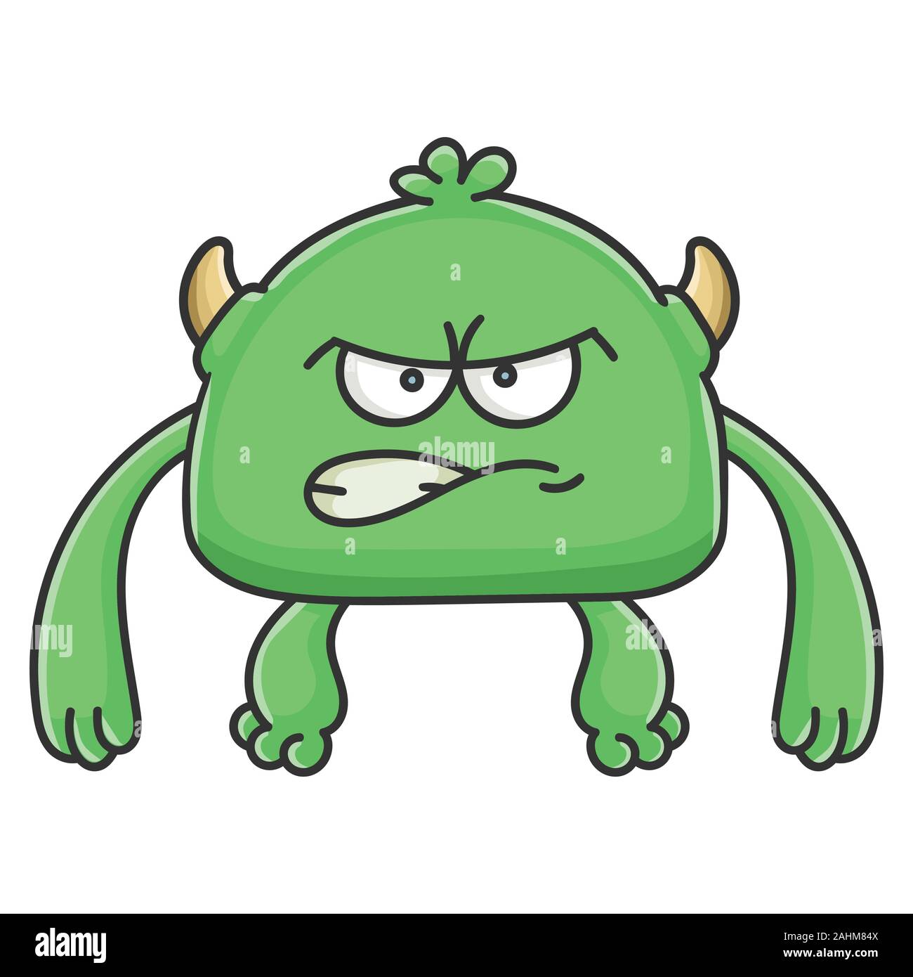 Angry green goblin cartoon monster isolated on white Stock Vector Image ...