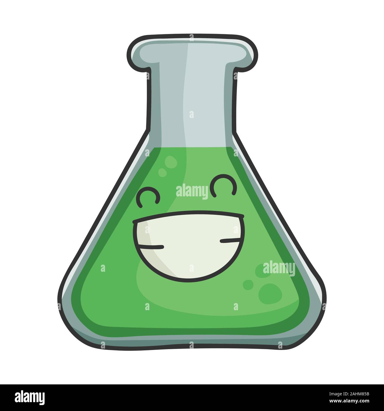 Happy smiling science test tube cartoon isolated on white Stock Vector ...