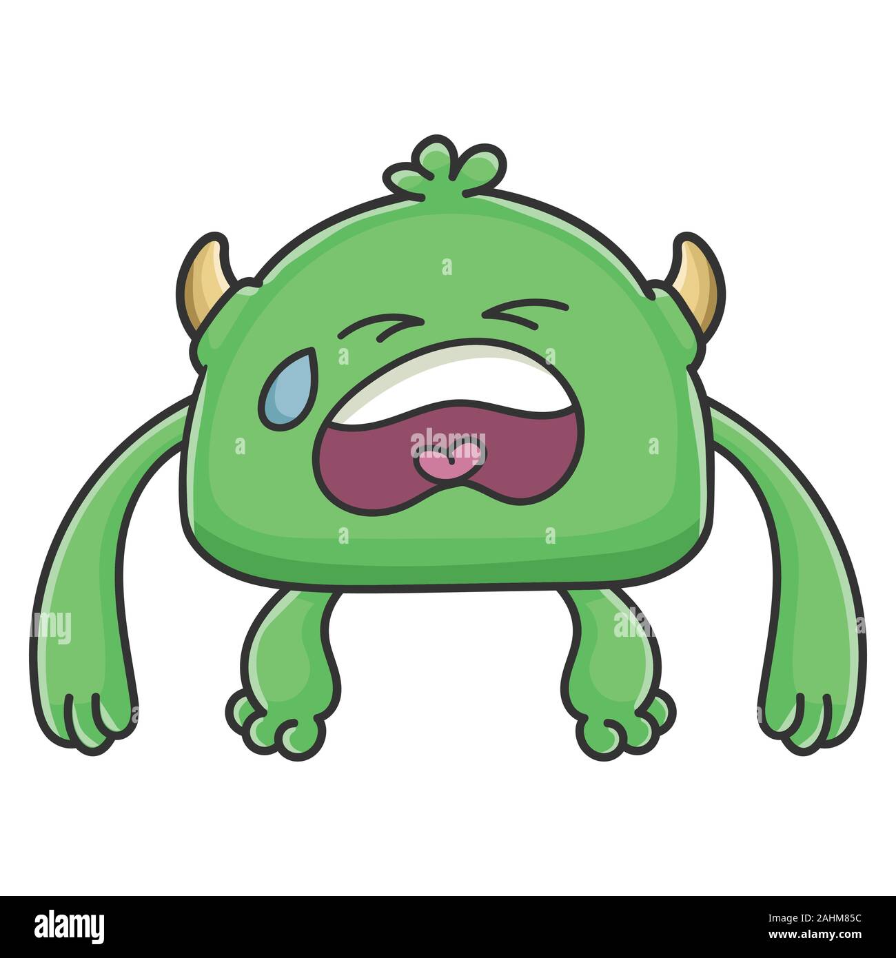Crying green goblin cartoon monster isolated on white Stock Vector ...