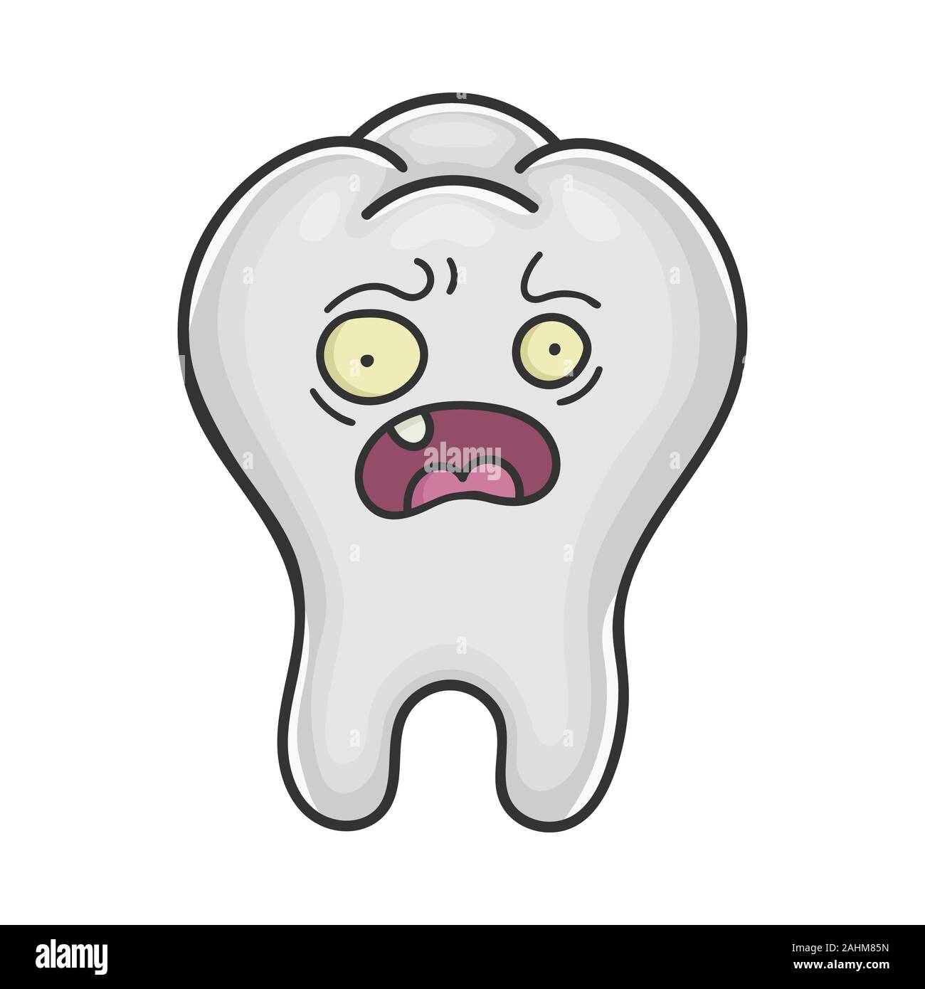 Scared funny tooth cartoon isolated on white Stock Vector Image & Art ...