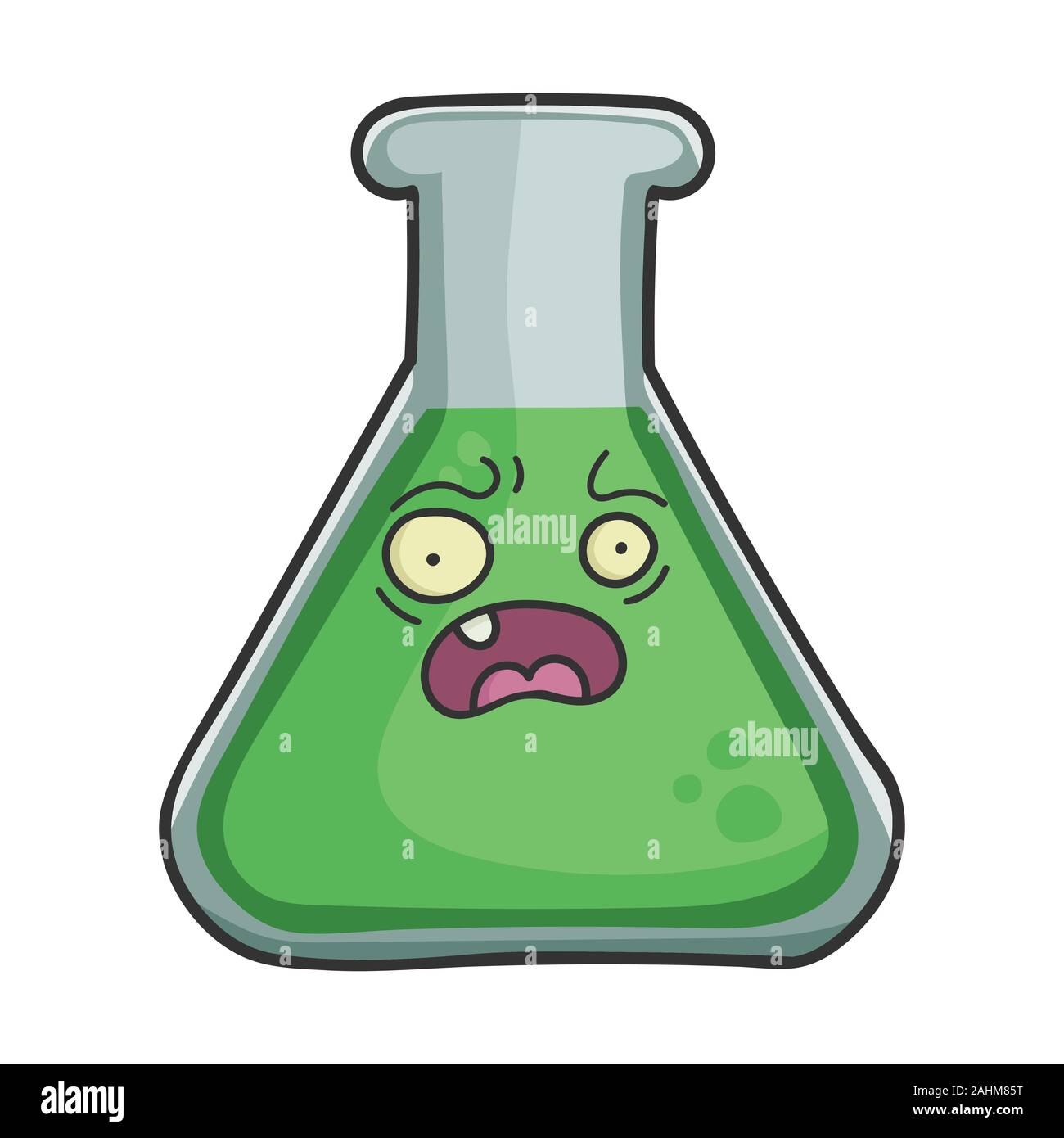 Scared science test tube cartoon isolated on white Stock Vector Image ...