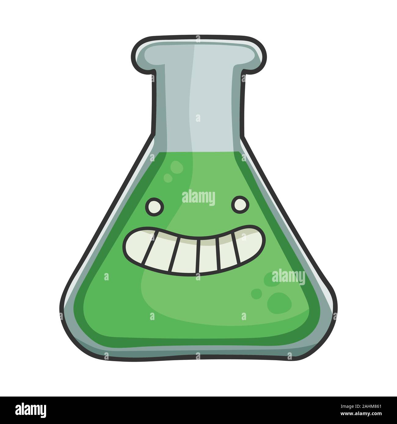 Happy smiling science test tube cartoon isolated on white Stock Vector ...