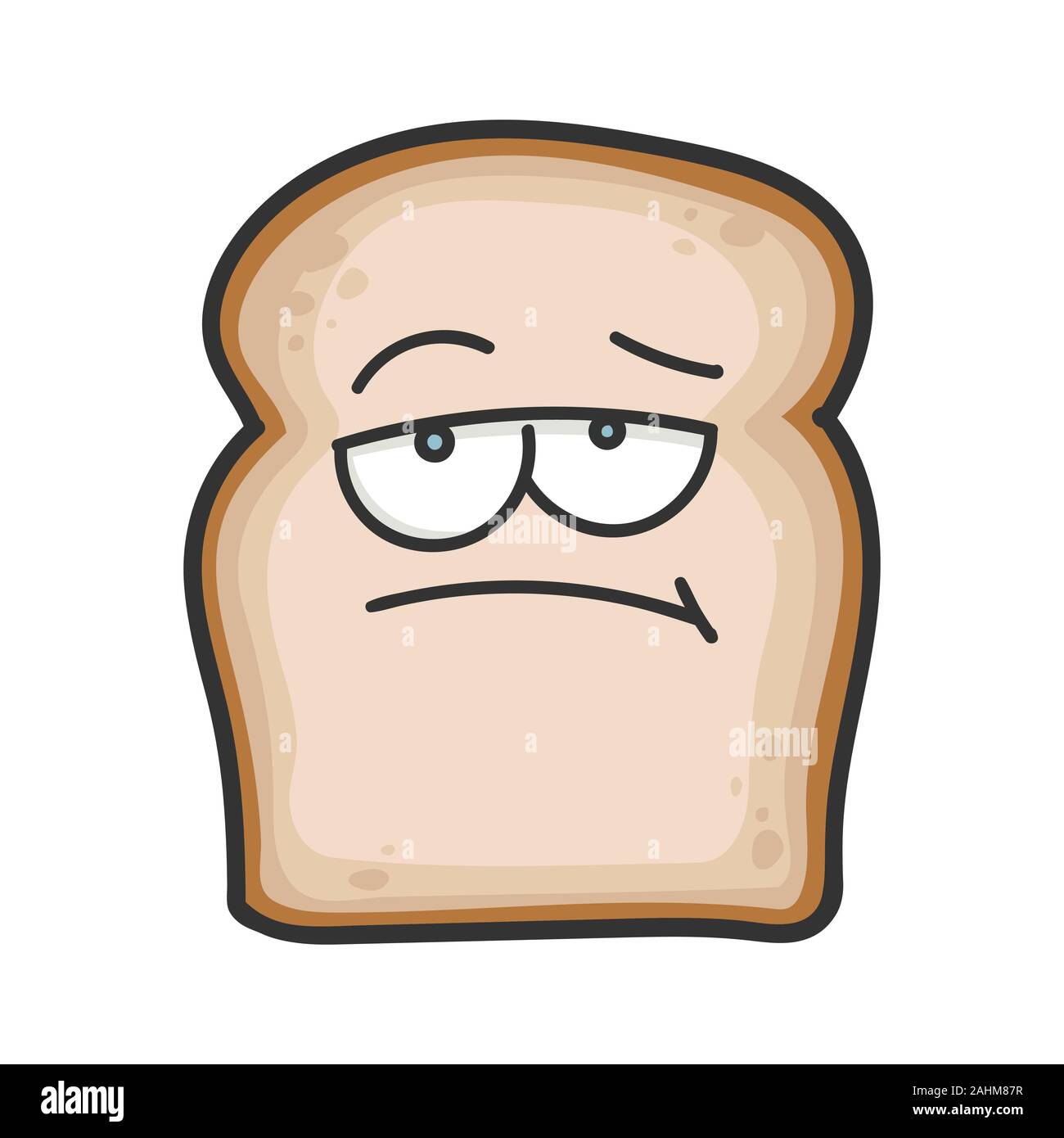 Bored slice of bread cartoon illustration isolated on white Stock ...