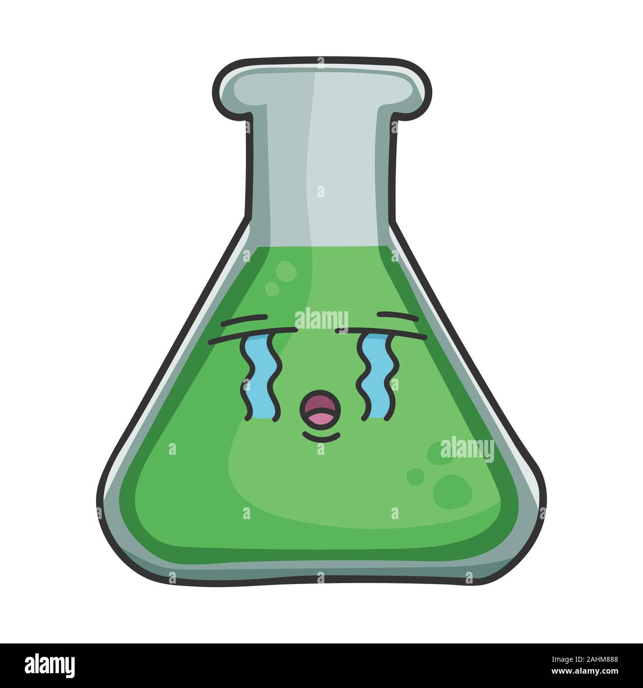 Sad crying science test tube cartoon isolated on white Stock Vector ...