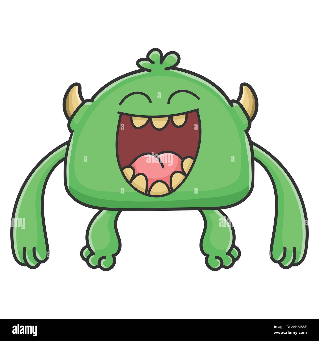 Laughing green goblin cartoon monster isolated on white Stock Vector ...
