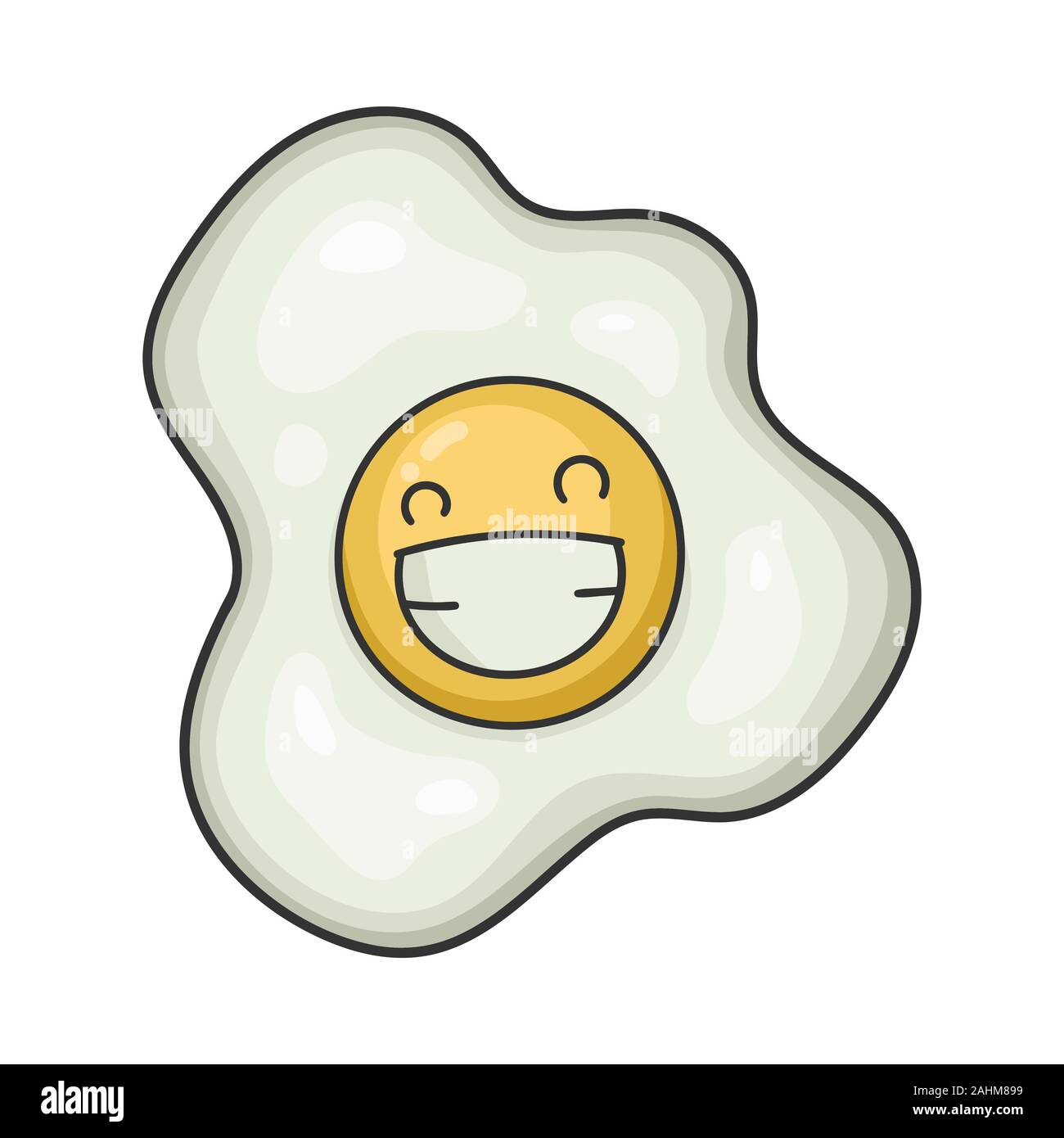 Happy smiling fried egg cartoon illustration isolated on white Stock Vector Image & Art - Alamy