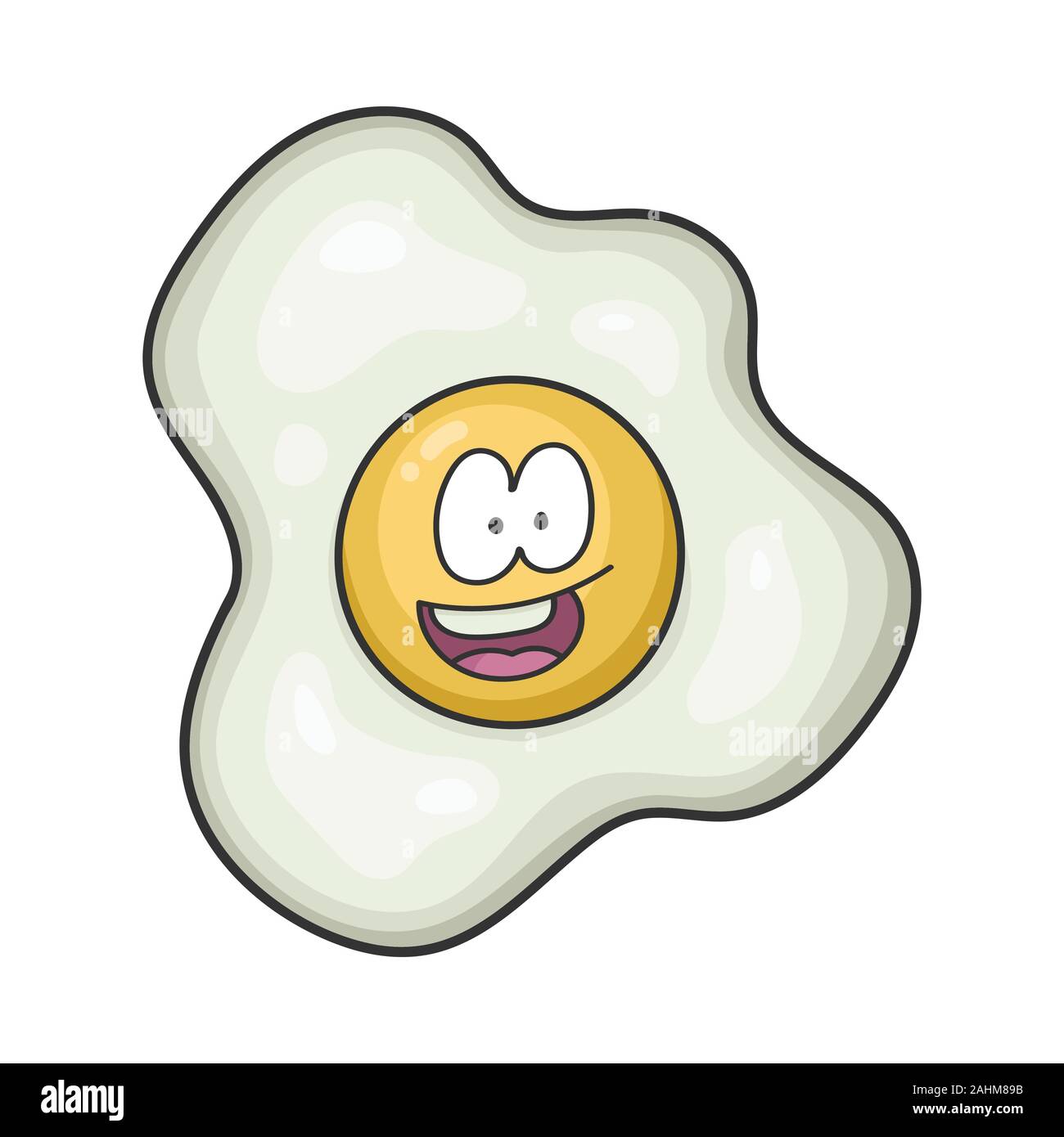 Happy smiling fried egg cartoon illustration isolated on white Stock ...
