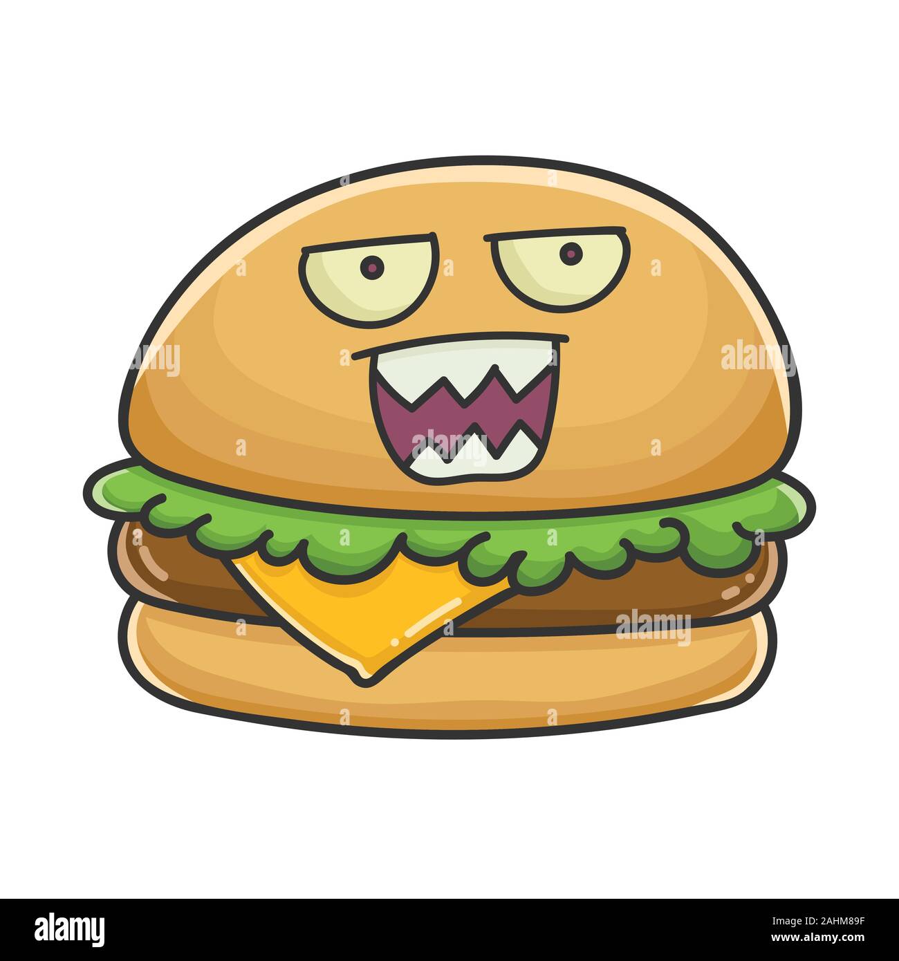 Mad angry cheese burger cartoon illustration isolated on white Stock ...