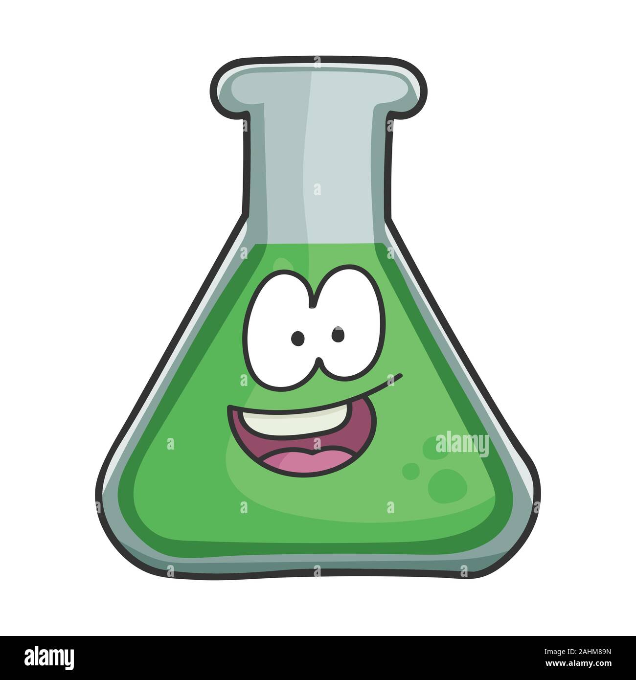 Happy smiling science test tube cartoon isolated on white Stock Vector ...